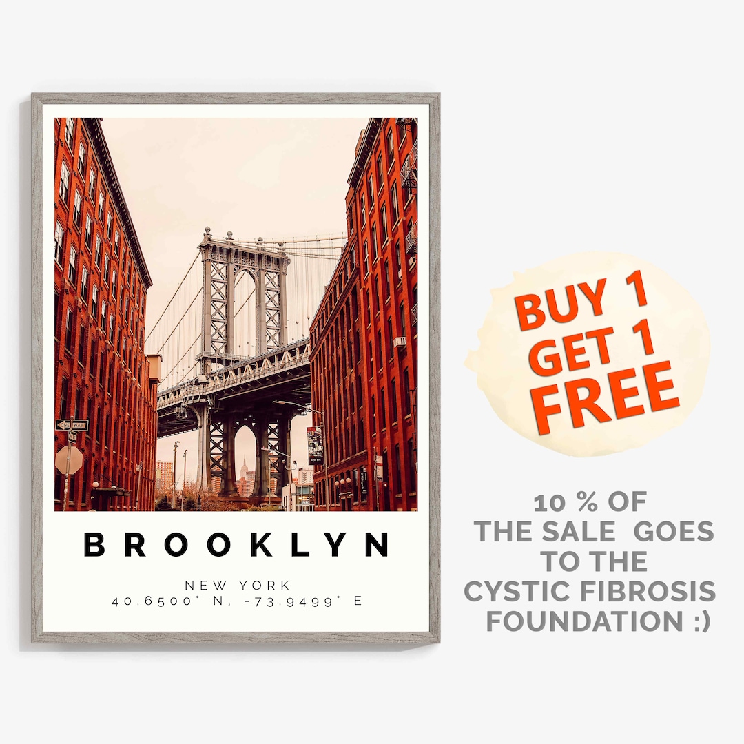 Brooklyn Poster Colorful Print Brooklyn Wall Art Brooklyn - Etsy