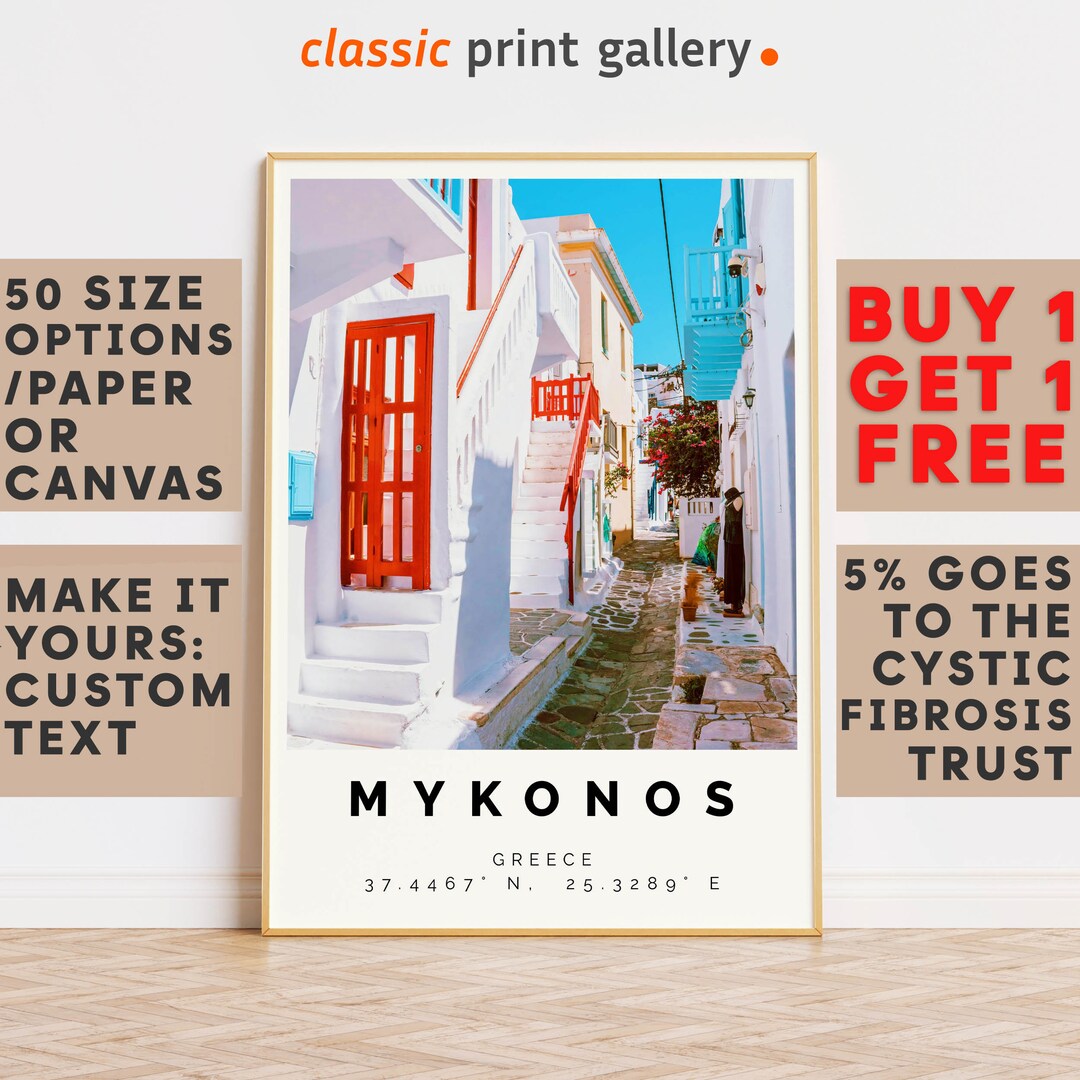 Mykonos Poster Colorful Print, Mykonos Wall Art, Mykonos Photo Decor ...