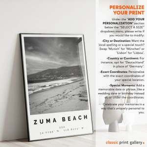 Zuma Beach Print,zuma Beach Wall Art,zuma Beach Black and White Poster ...