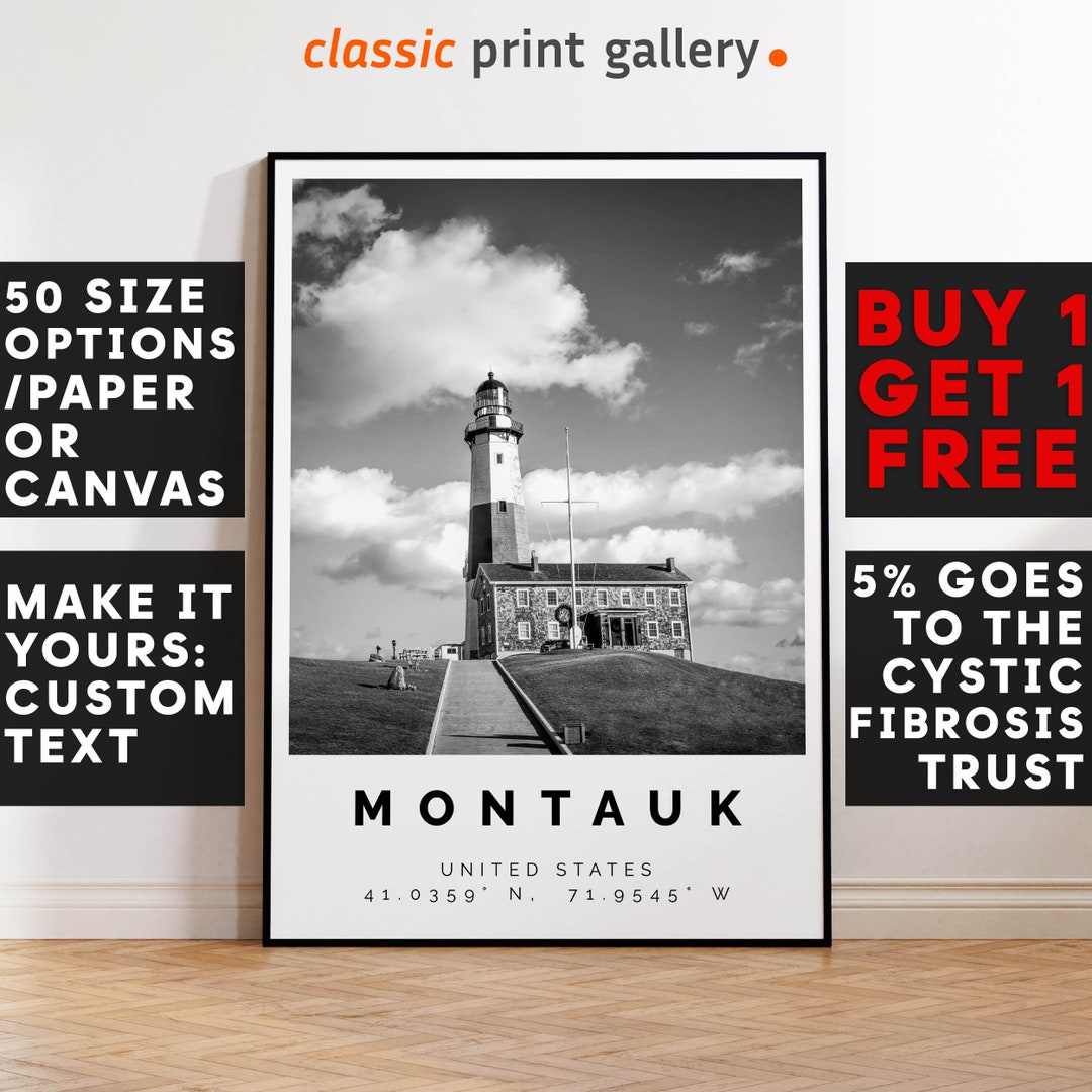 Montauk Poster Black and White Print, Montauk Wall Art, Montauk Travel ...