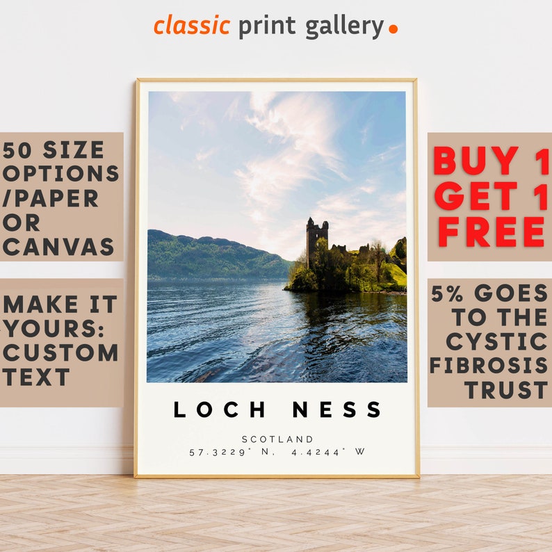 Loch Ness Poster Colorful Print, Loch Ness Wall Art, Loch Ness Photo ...