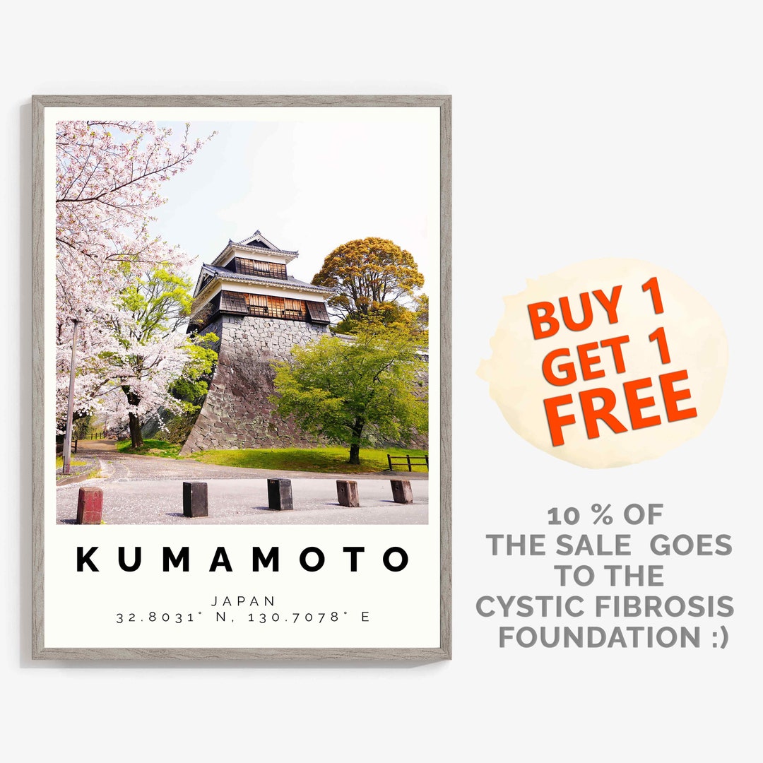 Kumamoto Poster Colorful Print Kumamoto Wall Art Kumamoto - Etsy