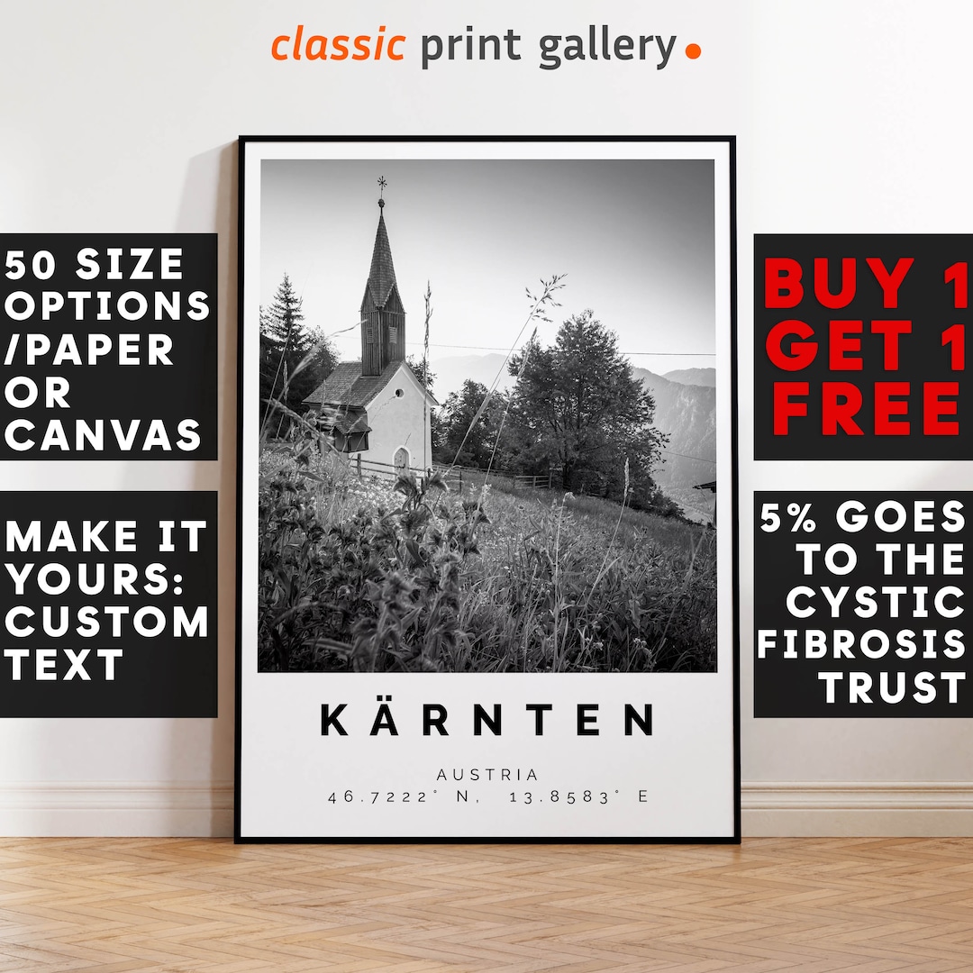 Carinthia Poster Black and White Print, Carinthia Wall Art, Carinthia ...