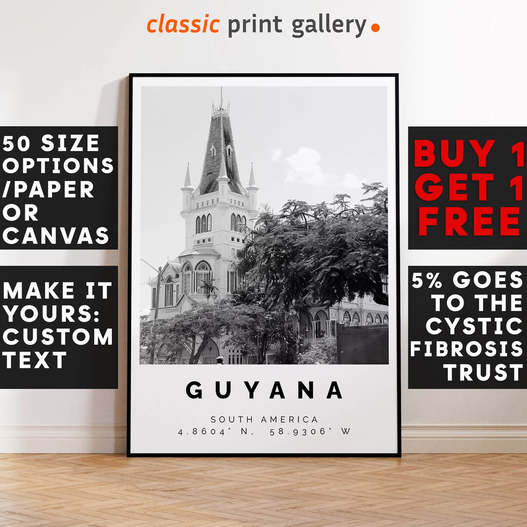 Guyana Print Black and White Photo, Guyana Wall Art, Guyana Travel ...