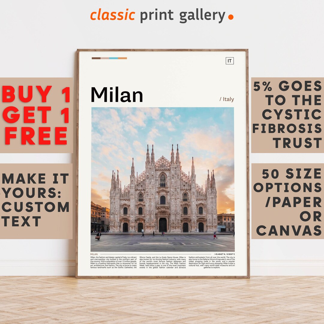 Milan Print, Milan Wall Art, Milan Color Poster With Text, Personalized ...