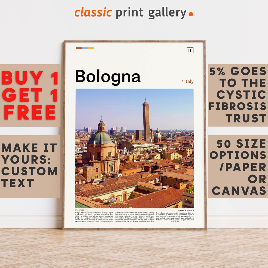 Bologna Print, Bologna Wall Art, Bologna Color Poster With Text ...