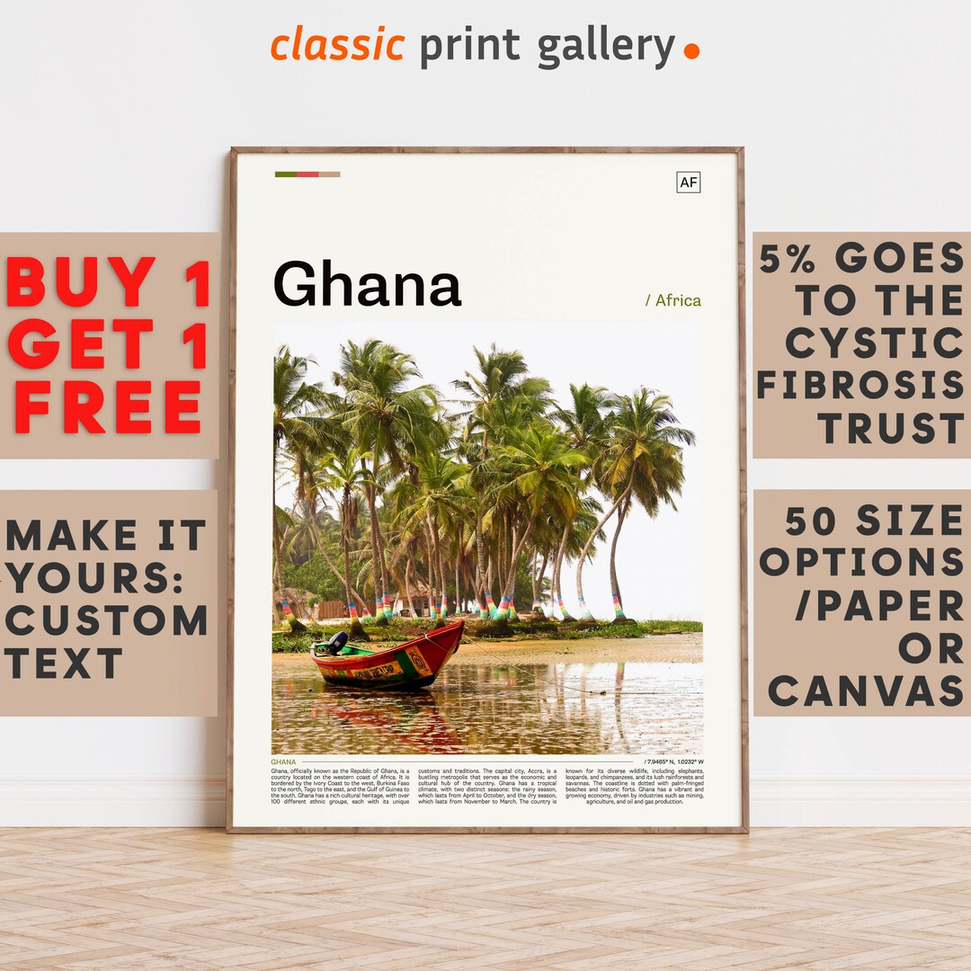 Ghana Print, Ghana Wall Art, Ghana Color Poster With Text, Personalized ...