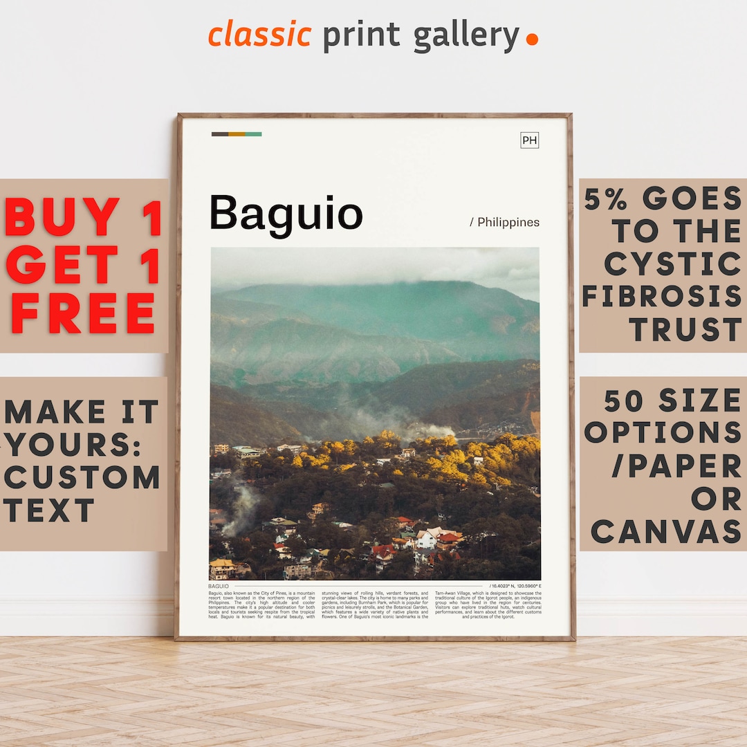 Baguio Print, Baguio Wall Art, Baguio Color Poster With Text ...