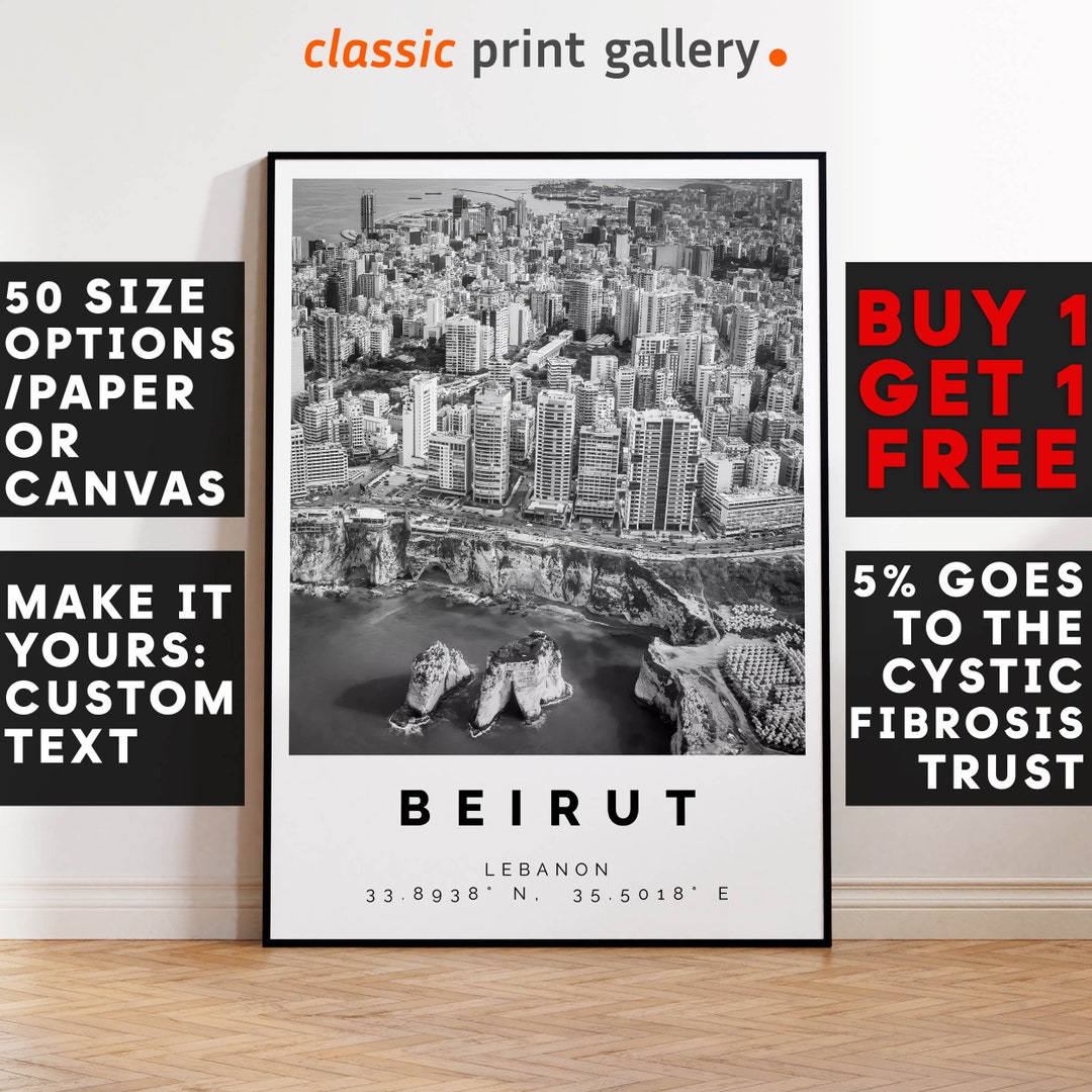 Beirut Poster Black and White Print, Beirut Wall Art, Beirut Travel ...