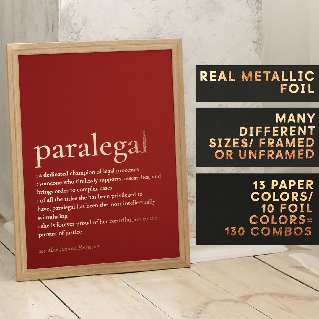 Paralegal Definition Gold Foil Print Poster Wall Art | birthday Gift ...