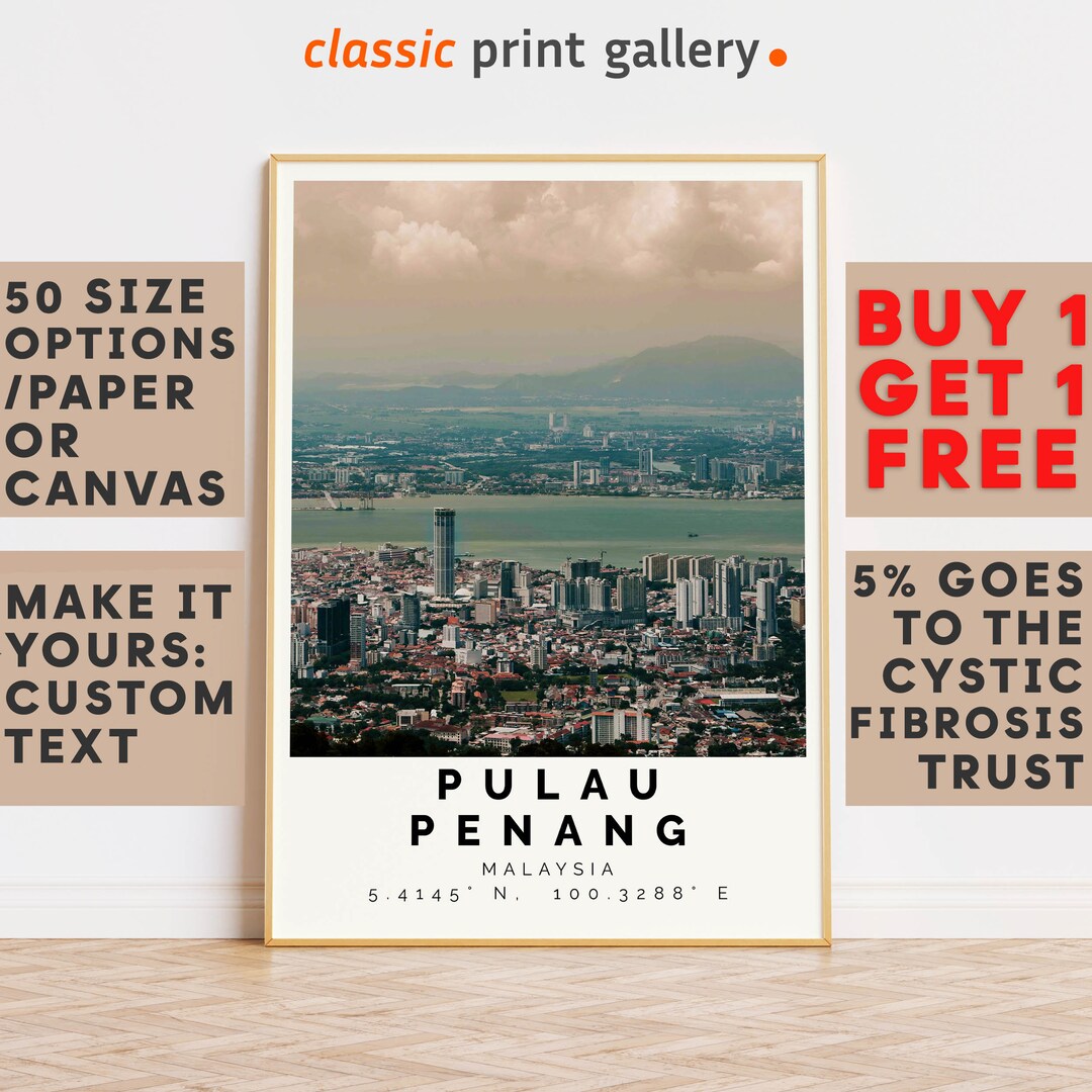 Pulau Penang Poster Colorful Print, Pulau Penang Wall Art, Pulau Penang ...