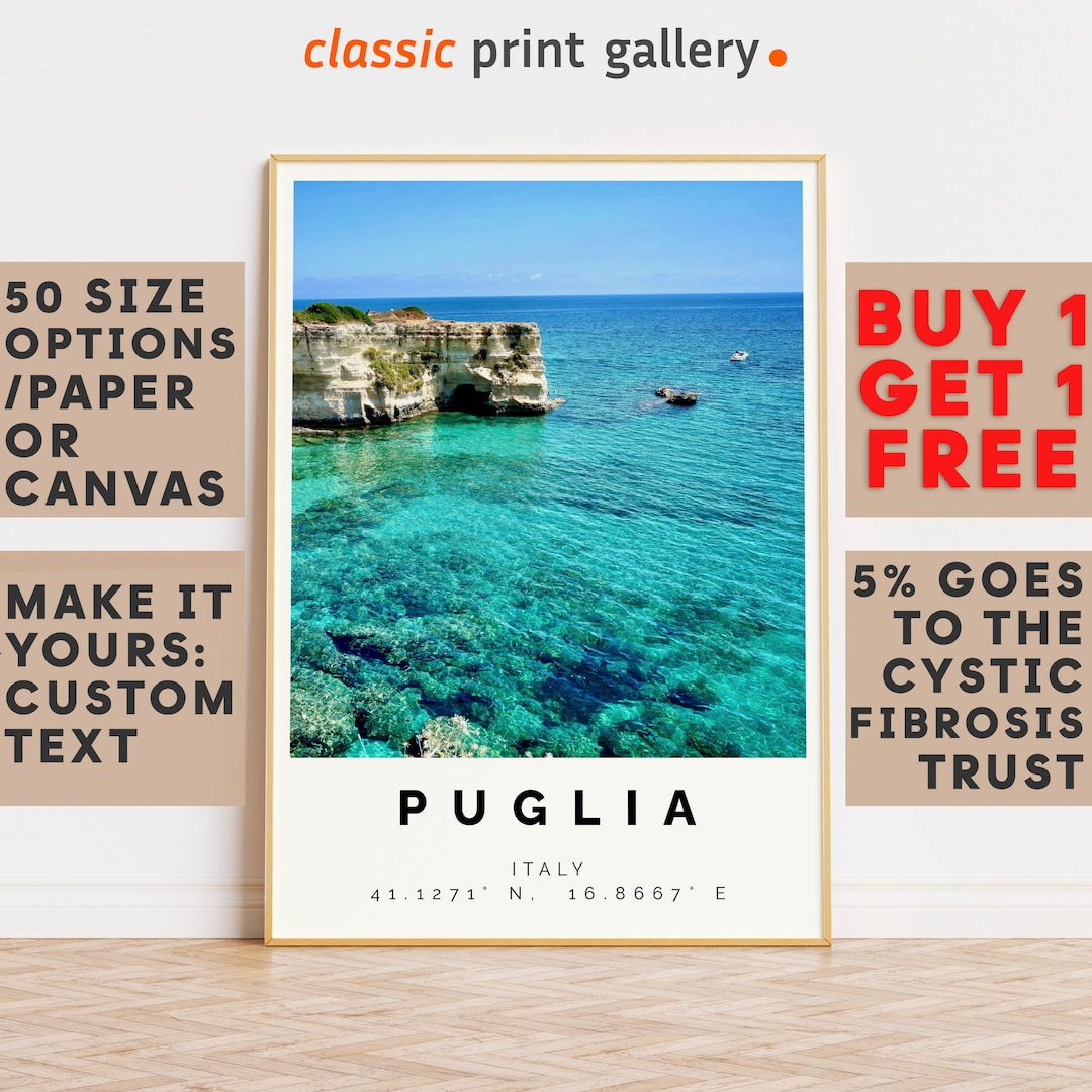 Puglia Poster Colorful Print, Puglia Wall Art, Puglia Photo Decor, Gift ...