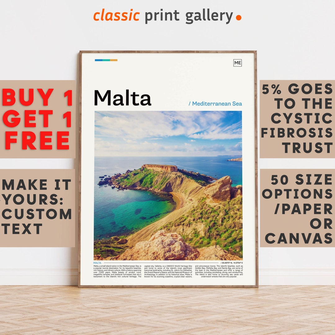 Malta Print, Malta Wall Art, Malta Color Poster With Text, Personalized ...