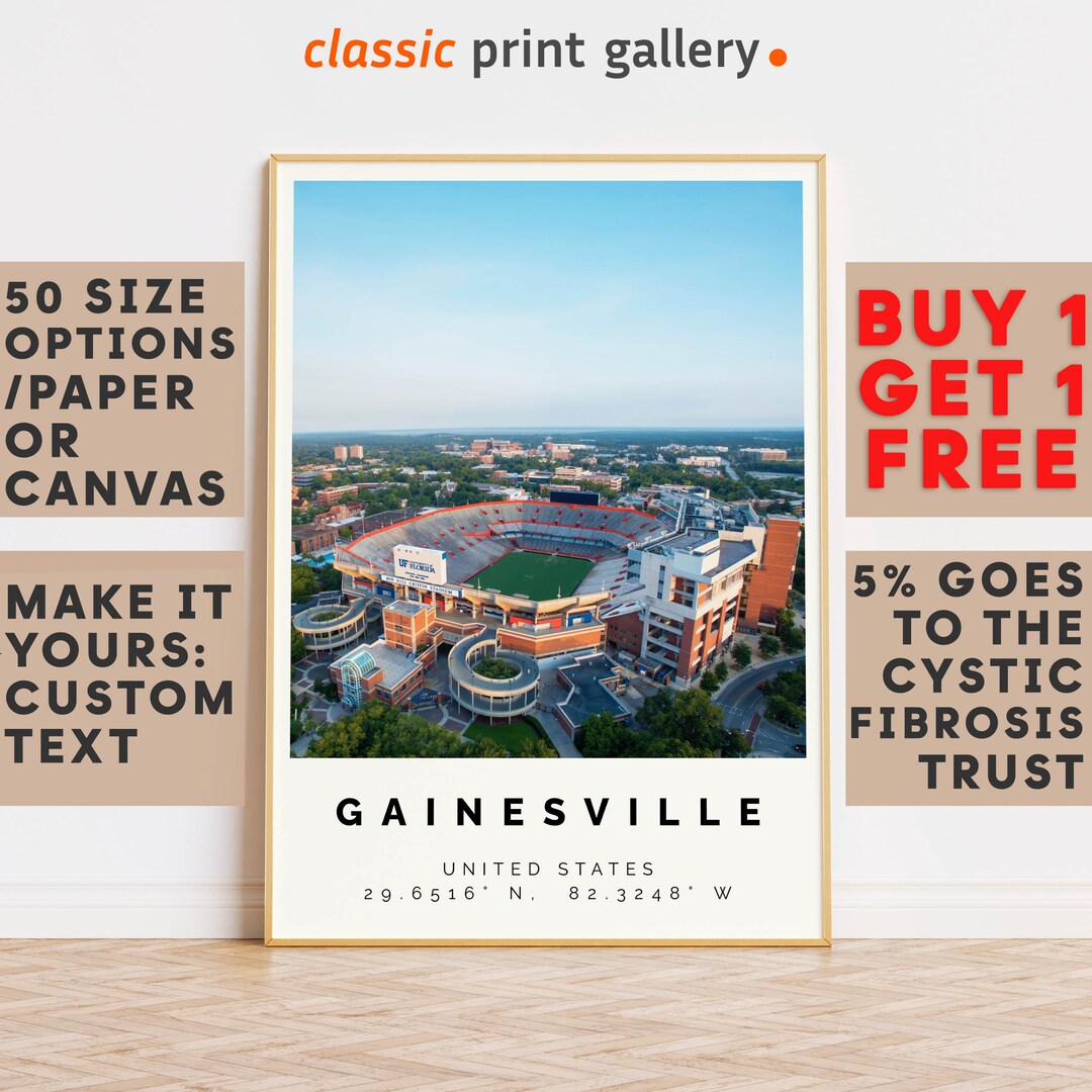 Gainesville Poster Colorful Print, Gainesville Wall Art, Gainesville ...
