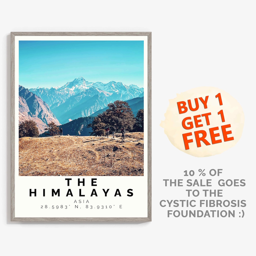 The Himalayas Poster Colorful Print the Himalayas Wall Art - Etsy