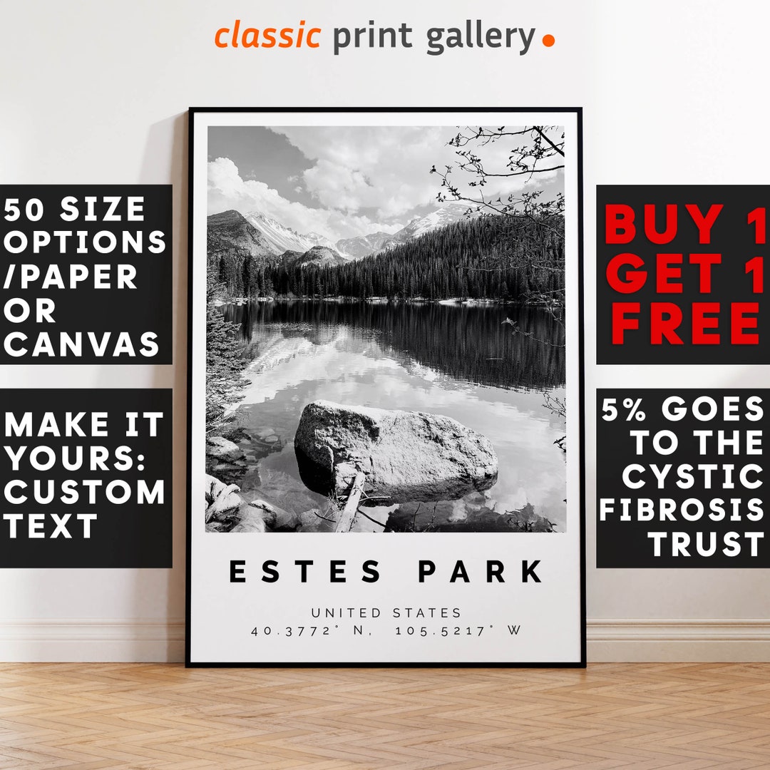 Estes Park Print Black and White Photo, Estes Park Wall Art, Estes Park ...