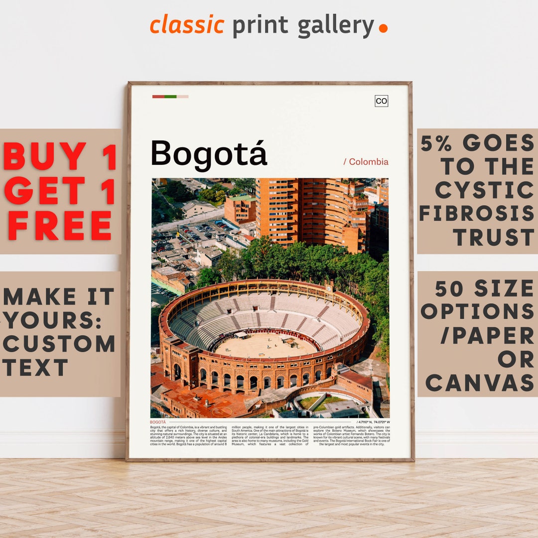 Bogota Print, Bogota Wall Art, Bogota Color Poster With Text ...