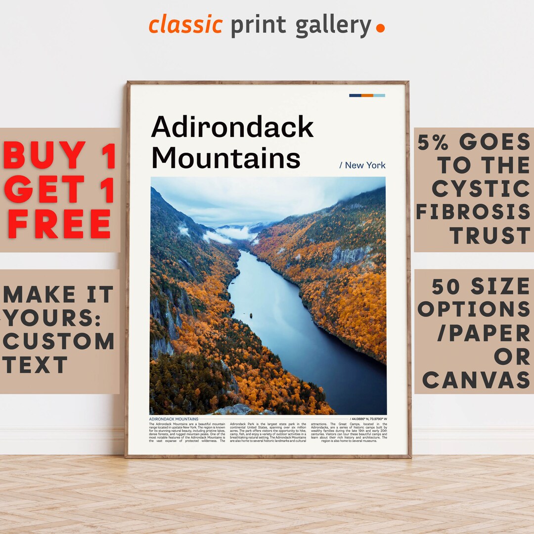 Adirondack Print, Adirondack Mountains Wall Art, Adirondack Mountains ...