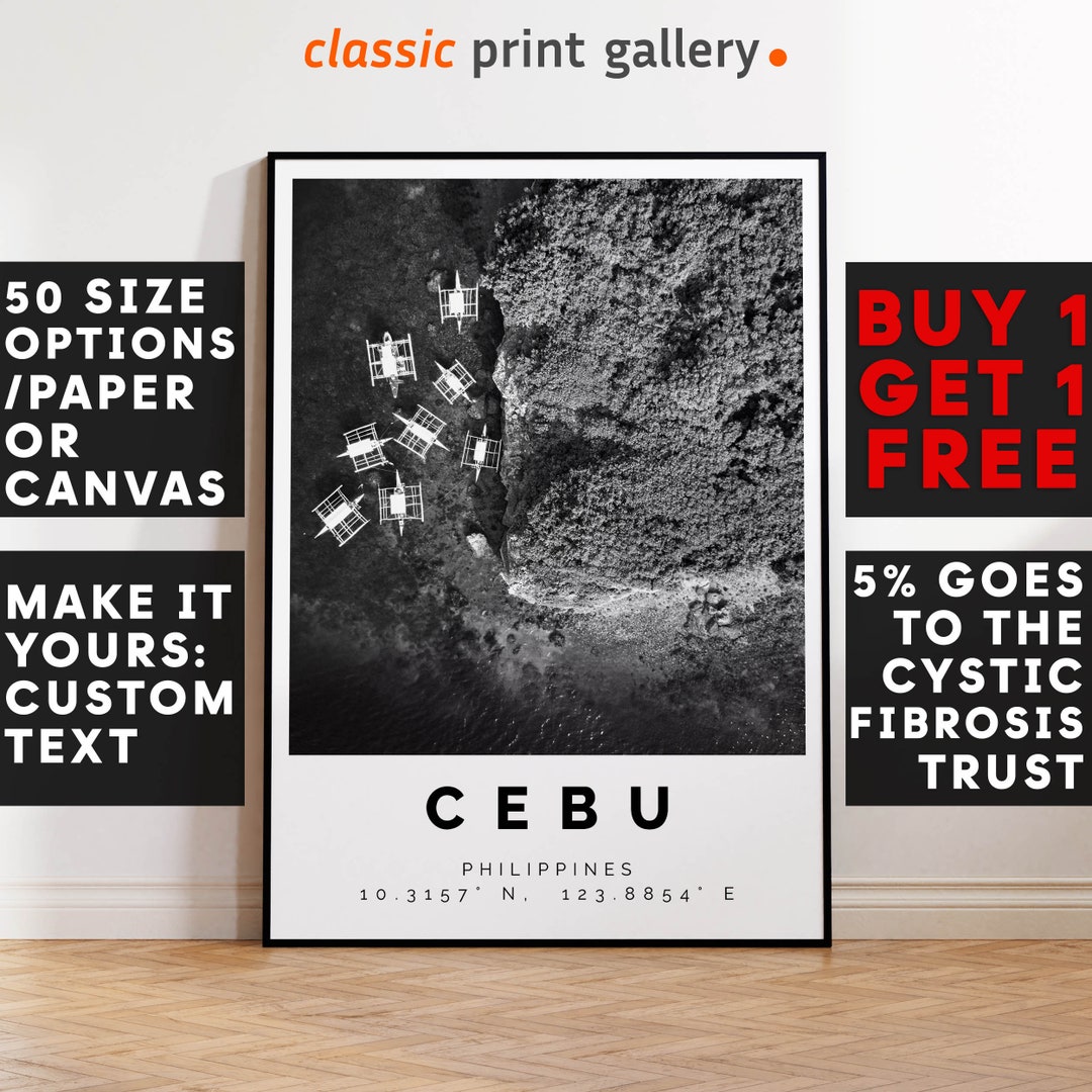 Cebu Poster Black and White Print Philippines, Cebu Wall Art, Cebu ...