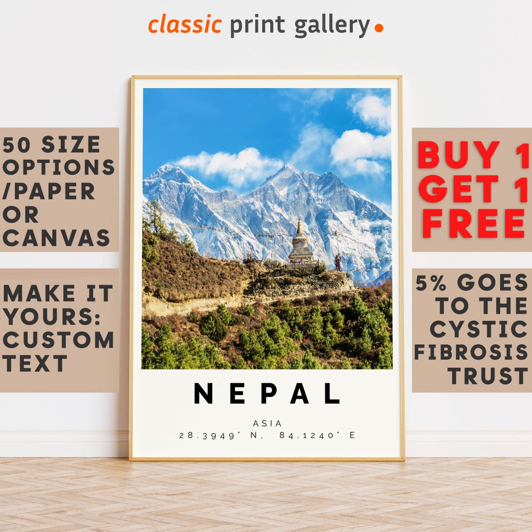 Nepal Poster Colorful Print, Nepal Wall Art, Nepal Photo Decor, Nepal ...