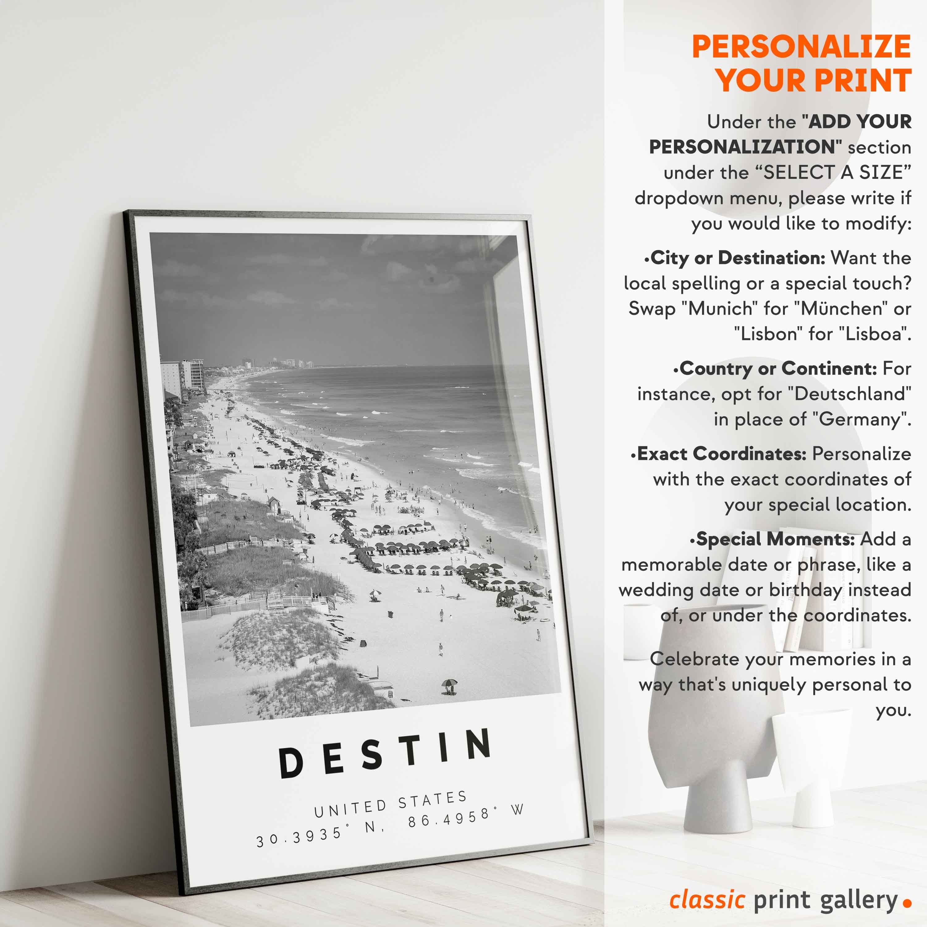Destin Print Black and White Photo, Destin Wall Art, Destin Travel ...
