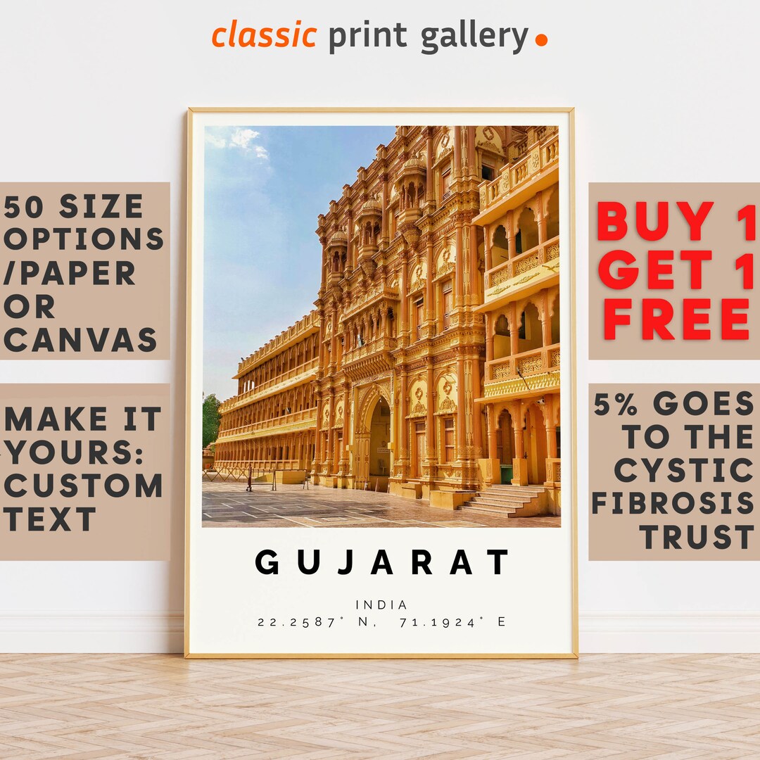 Gujarat Poster Colorful Print, Gujarat Wall Art, Gujarat Photo Decor ...