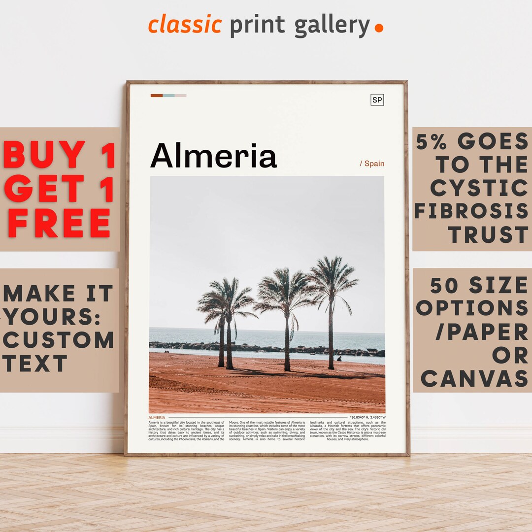 Almeria Print, Almeria Wall Art, Almeria Color Poster With Text ...