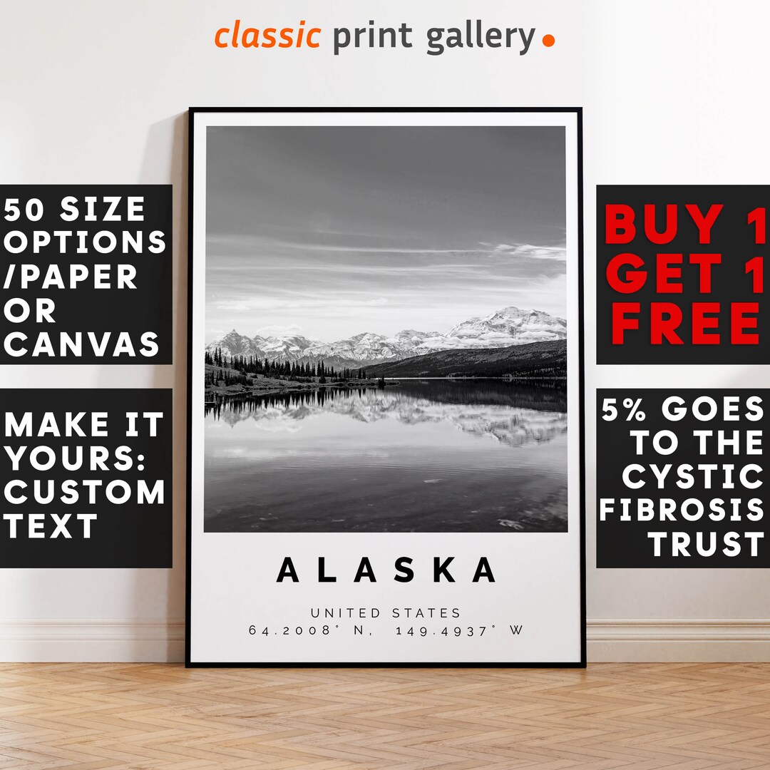 Alaska Print Black and White Photo, Alaska Wall Art, Alaska Travel ...