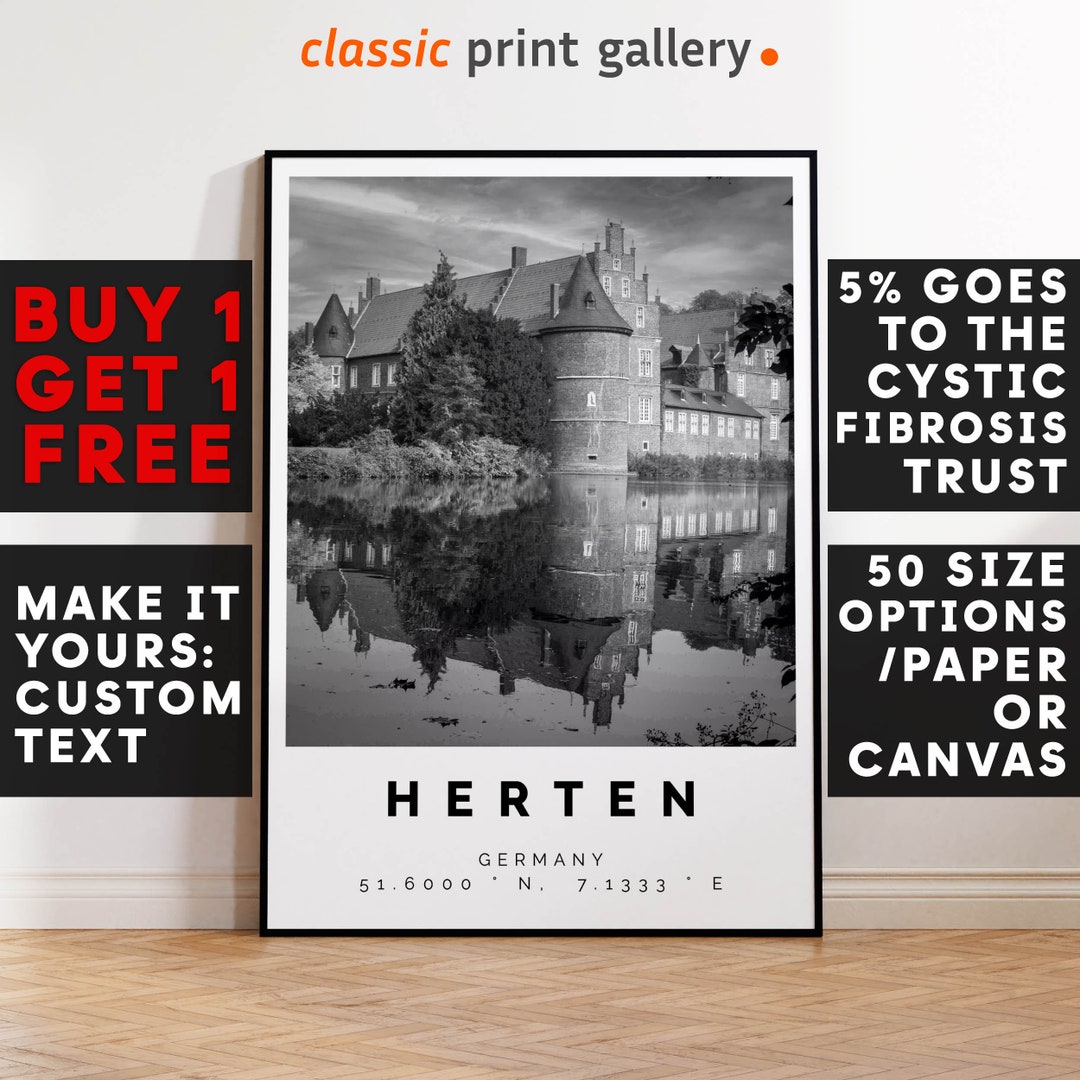 Herten Print,Herten Wall Art,Herten Black and White Poster,Personalized ...