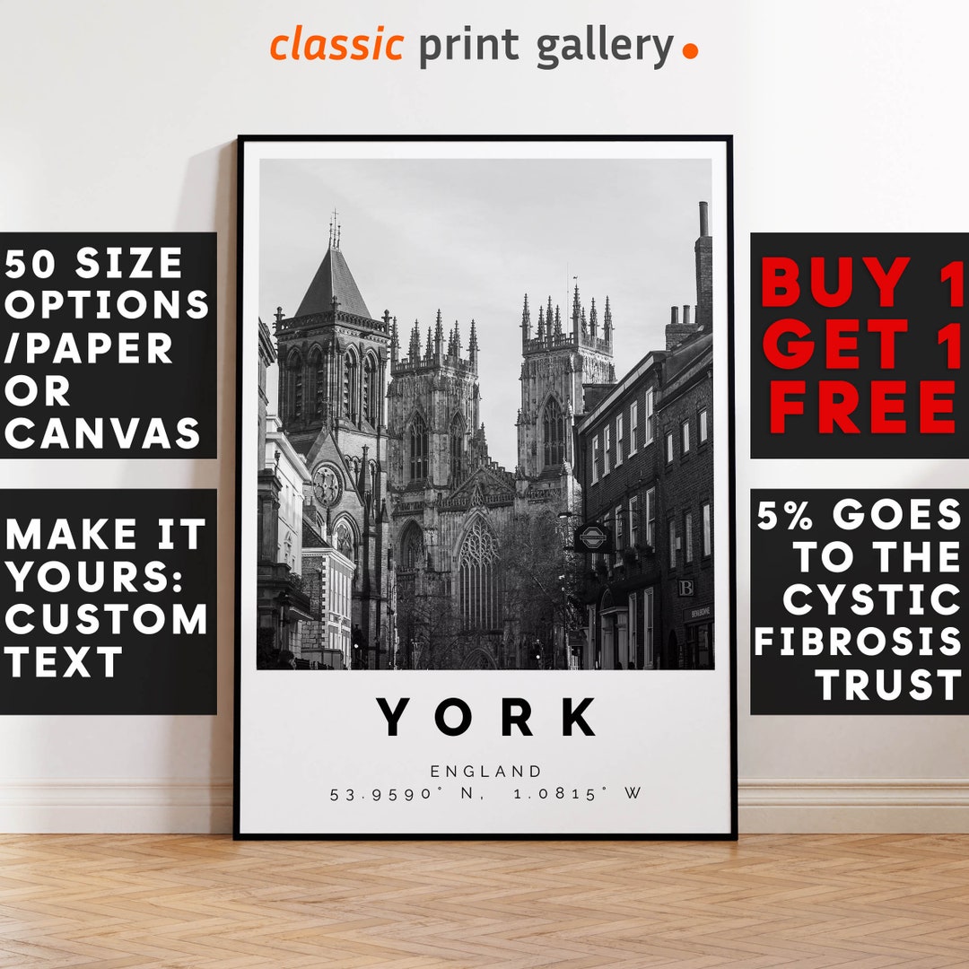 York Print Black and White Photo, York Wall Art, York Travel Poster ...