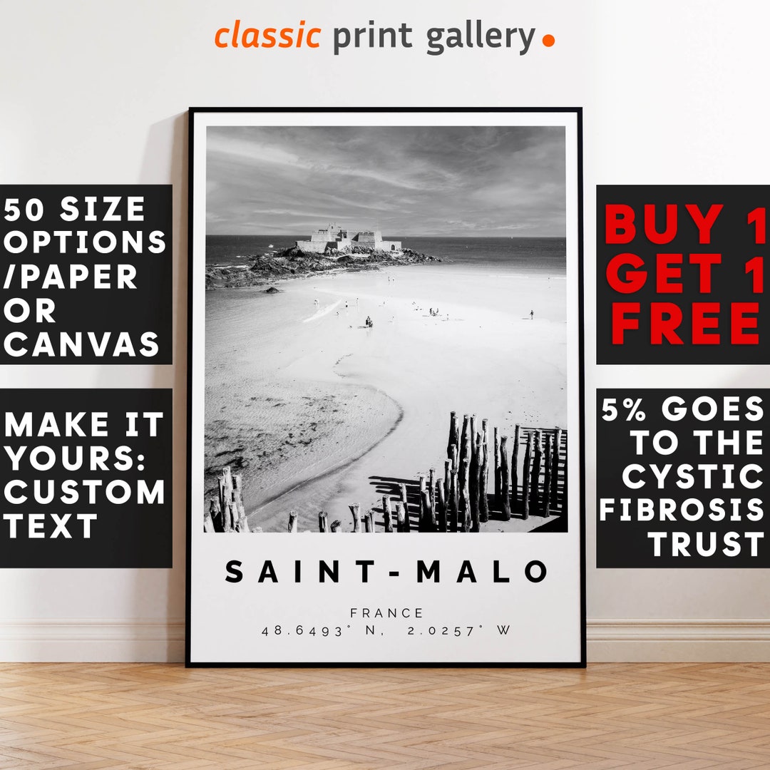Saint-malo Poster Black and White Print, Saint-malo Wall Art, Saint ...