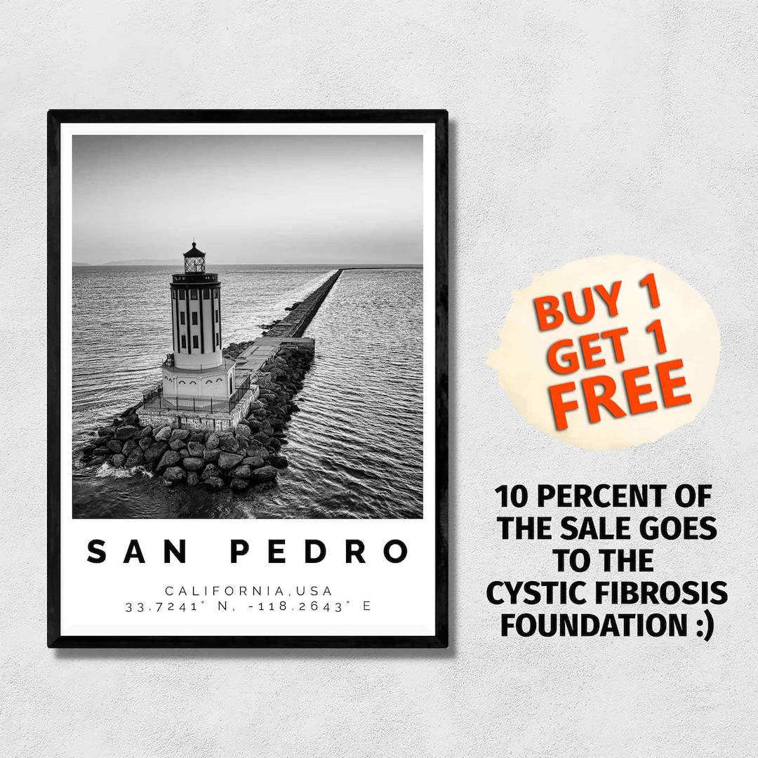 San Pedro Poster Black and White Print San Pedro Wall Art - Etsy