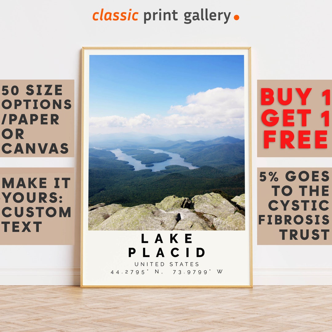 Lake Placid Poster Colorful Print, Lake Placid Wall Art, Lake Placid ...