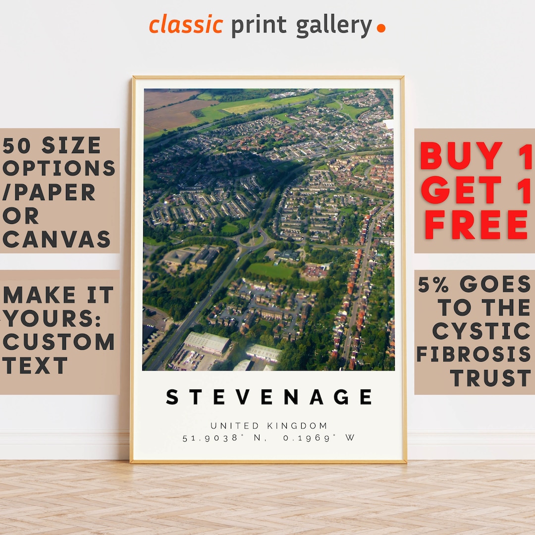 Stevenage Poster Colorful Print, Stevenage Wall Art, Stevenage Photo ...