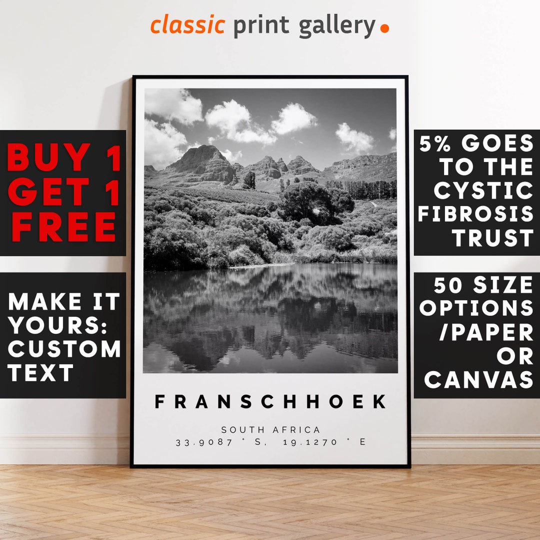 Franschhoek Print,franschhoek Wall Art,franschhoek Black and White ...