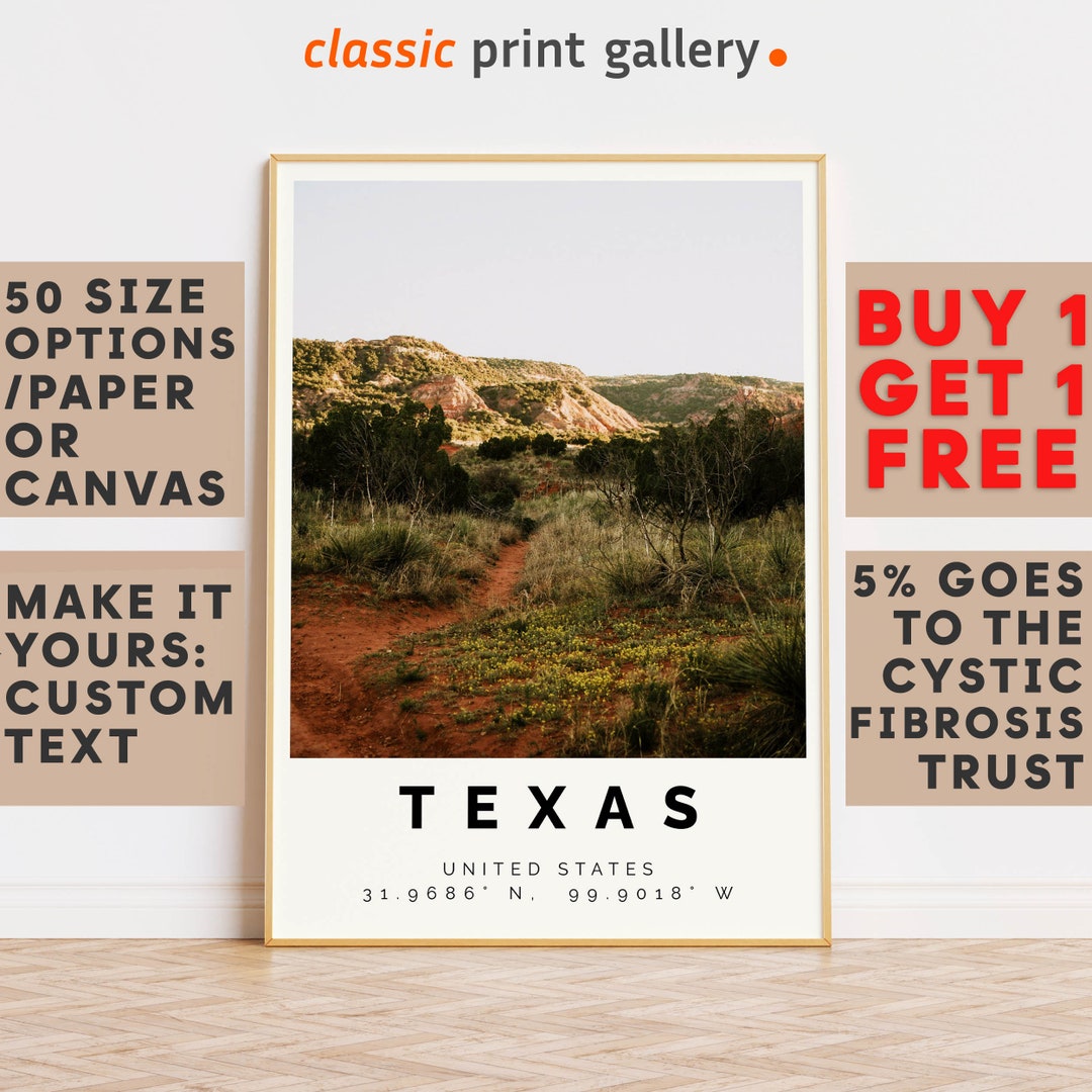 Texas Poster Colorful Print, Texas Wall Art, Texas Photo Decor, Texas ...