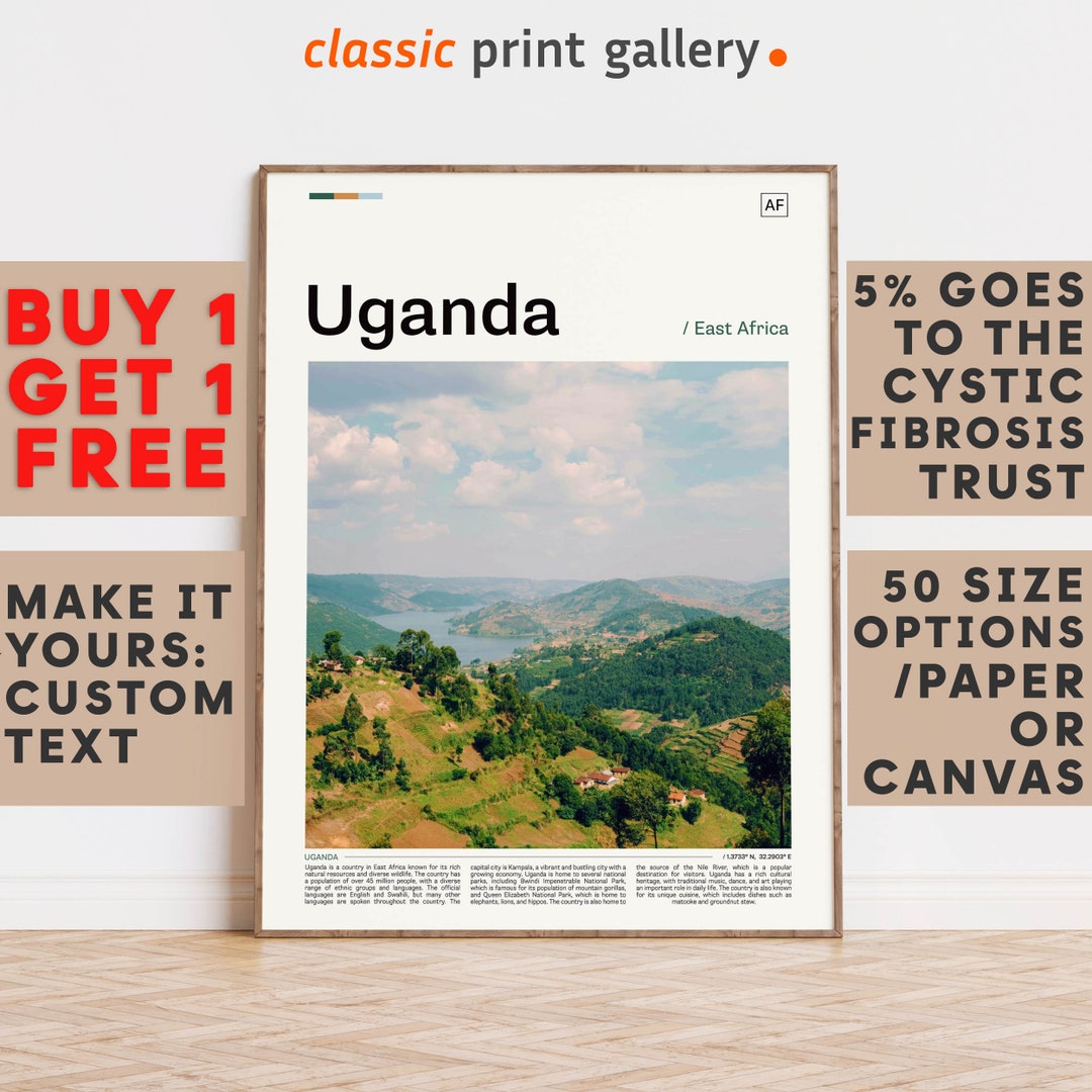 Uganda Print, Uganda Wall Art, Uganda Color Poster With Text ...