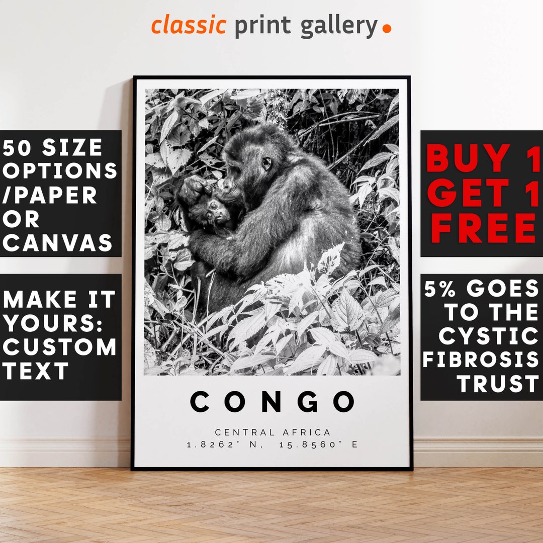 Congo Poster Black and White Print, Congo Wall Art, Congo Photo Print ...