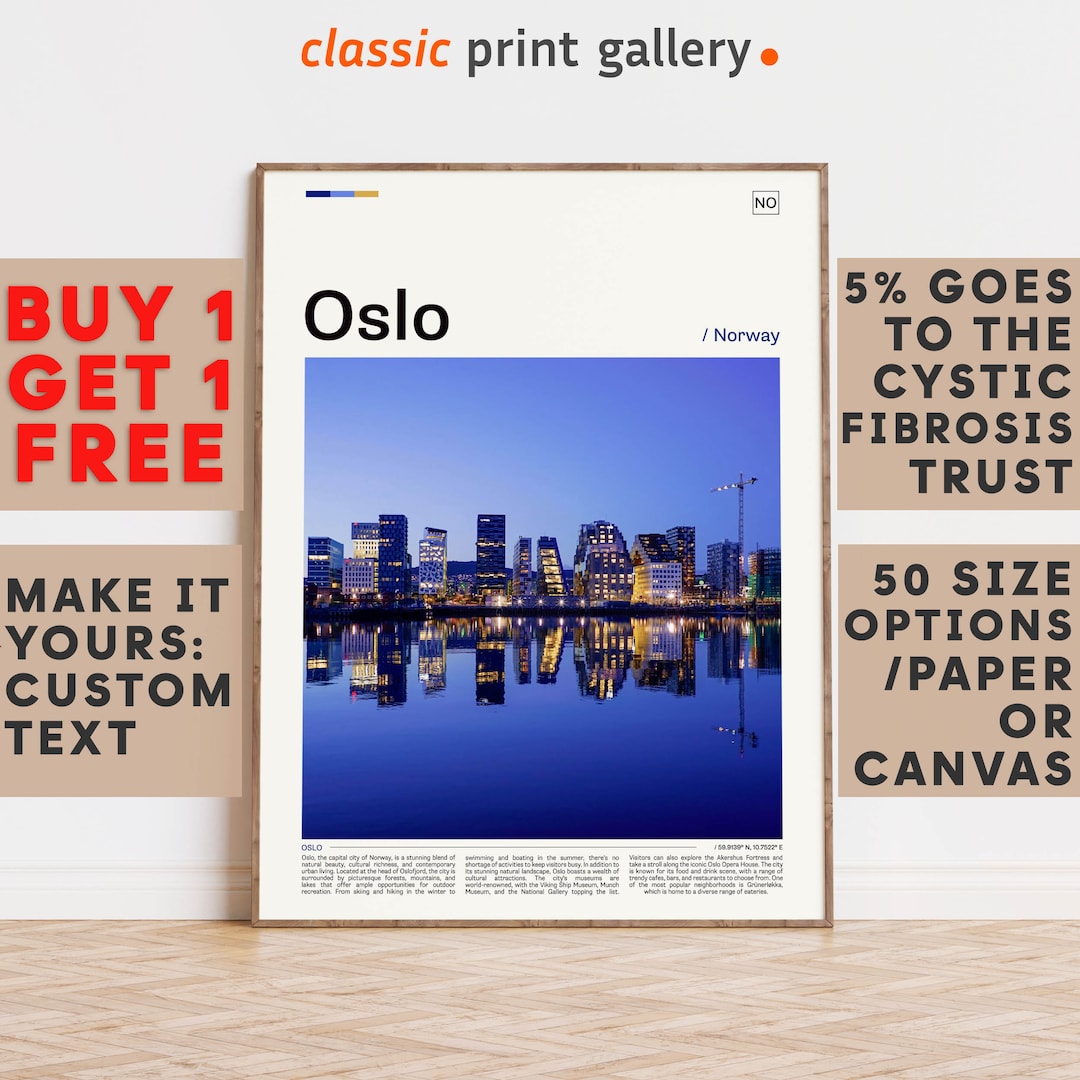 Oslo Print, Oslo Wall Art, Oslo Color Poster With Text, Personalized ...
