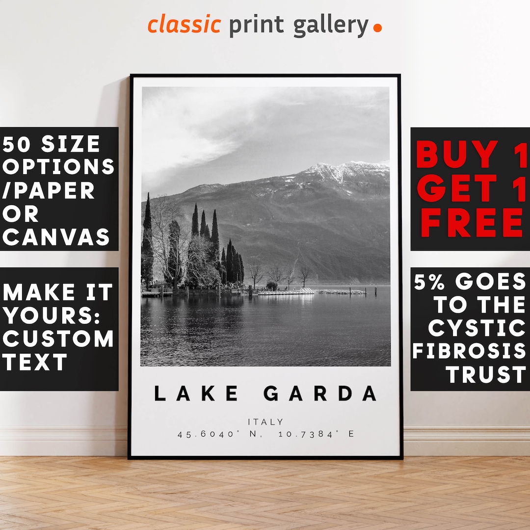 Lake Garda Poster,lake Garda Print,lake Garda Black and White ...