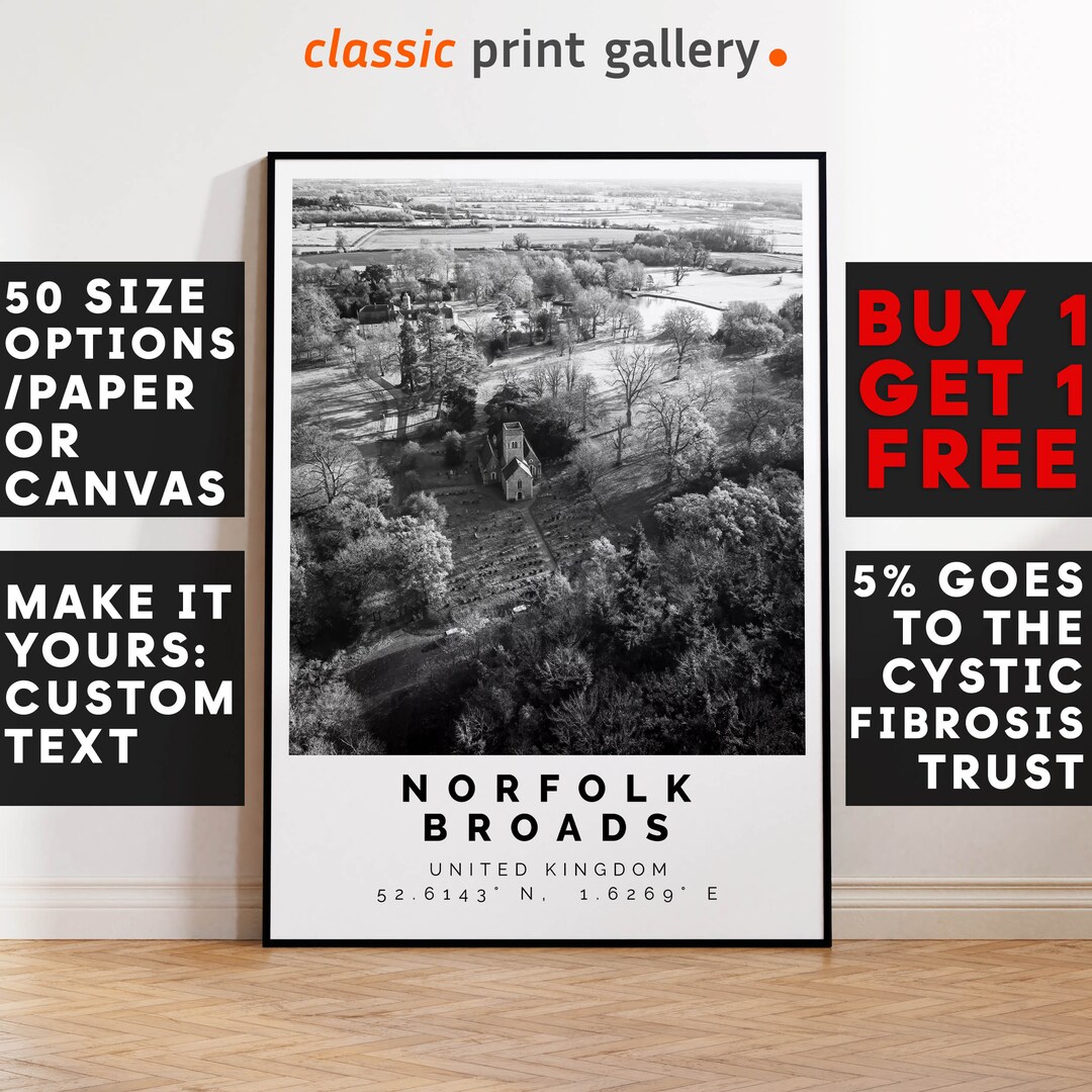 Norfolk Broads Poster Black and White Print, Norfolk Broads Wall Art ...