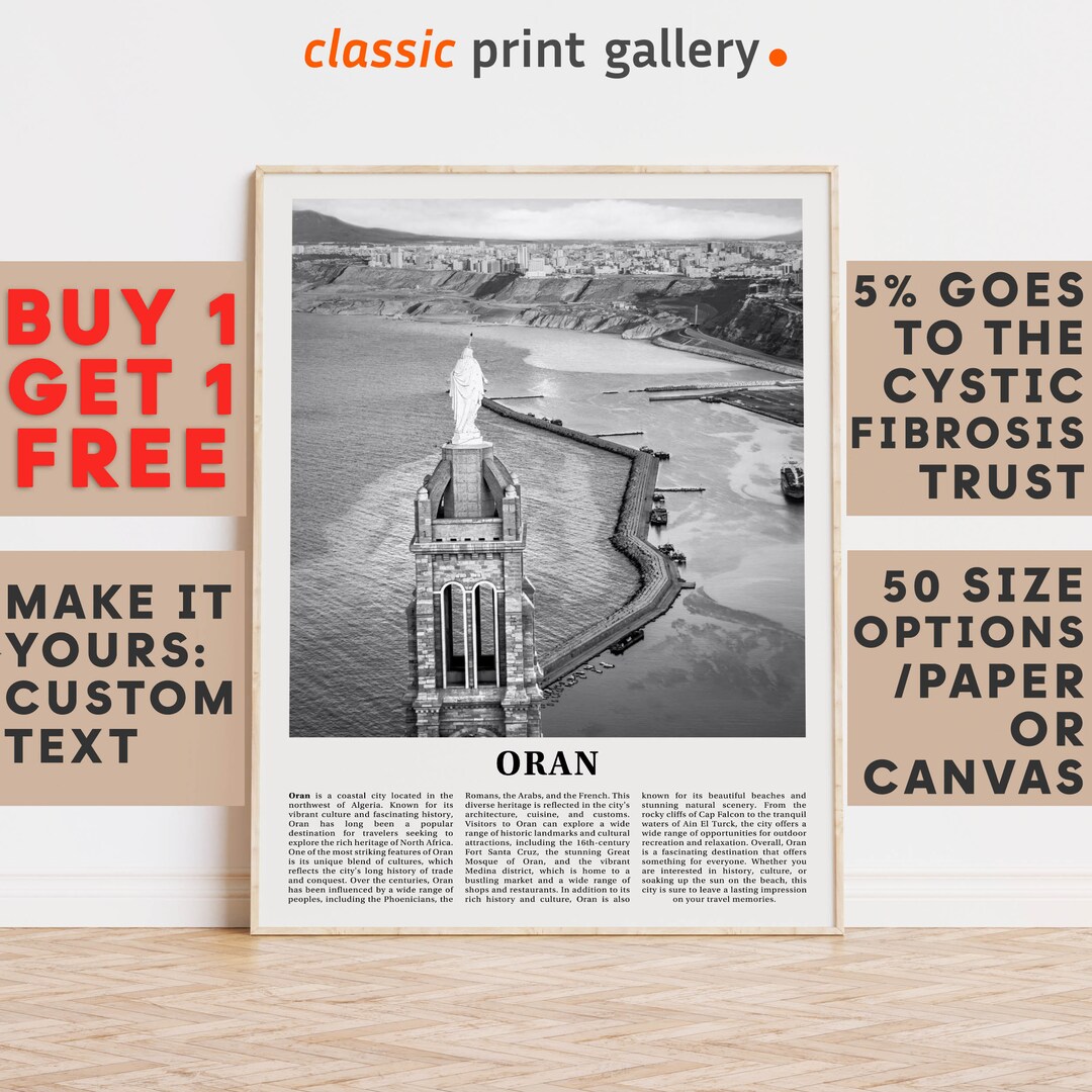 Oran Print, Oran Wall Art, Oran Black and White Poster, Personalized ...