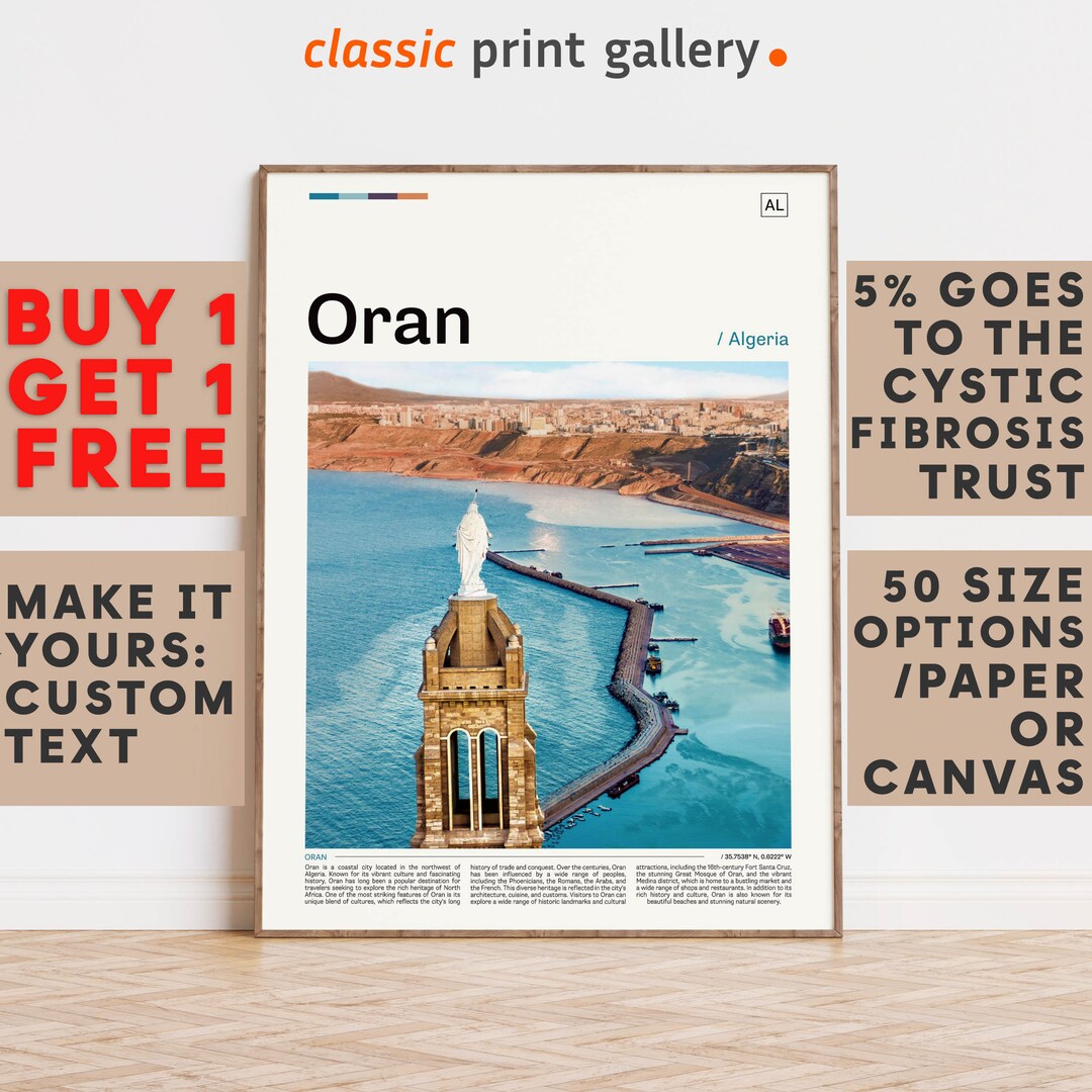 Oran Print, Oran Wall Art, Oran Color Poster With Text, Personalized ...