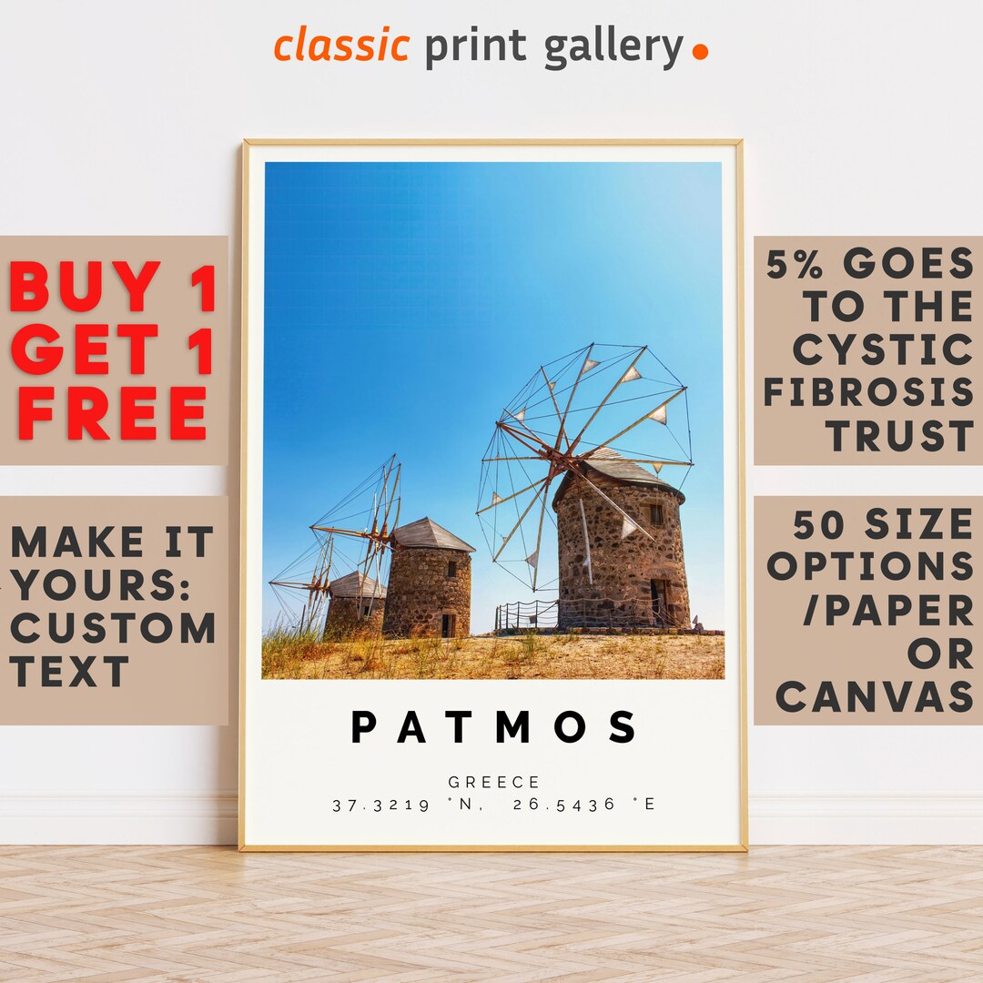 Patmos Print,patmos Wall Art,patmos Colorful Poster,personalized ...