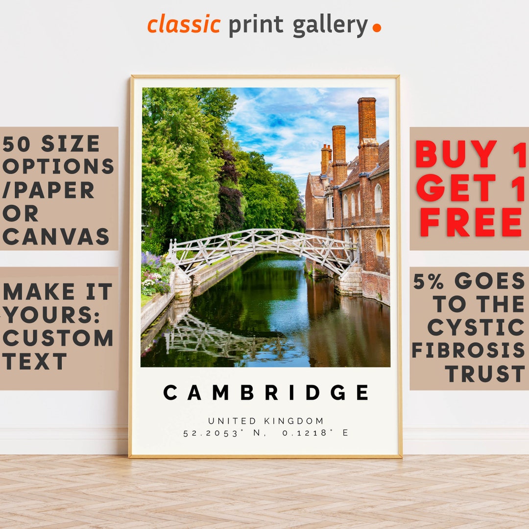 Cambridge Poster Colorful Print, Cambridge Wall Art, Cambridge Photo ...