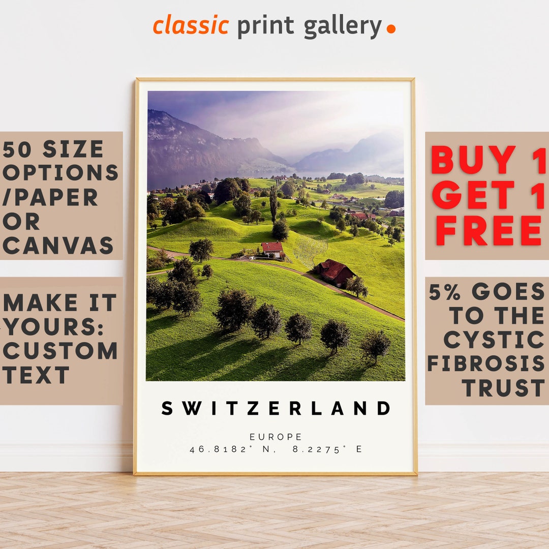 Switzerland Poster Colorful Print, Switzerland Wall Art, Switzerland ...