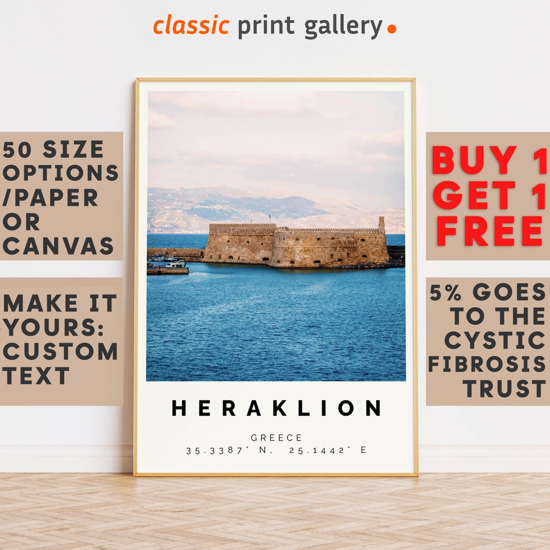 Heraklion Poster Colorful Print, Heraklion Wall Art, Heraklion Photo ...