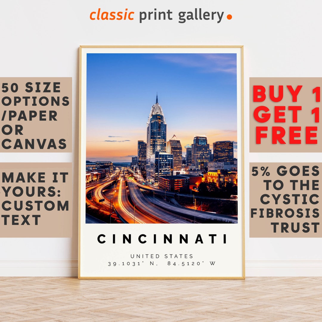 Cincinnati Poster Colorful Print, Cincinnati Wall Art, Cincinnati Photo ...
