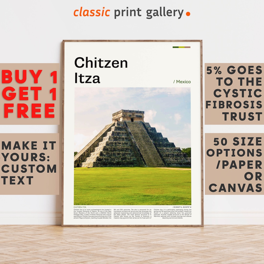 Chichen Itza Print, Chichen Itza Wall Art, Chichen Itza Color Poster ...