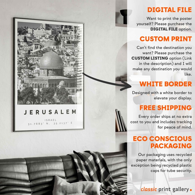 Jerusalem Poster,jerusalem Print,jerusalem Decor, Wall Art,jerusalem ...